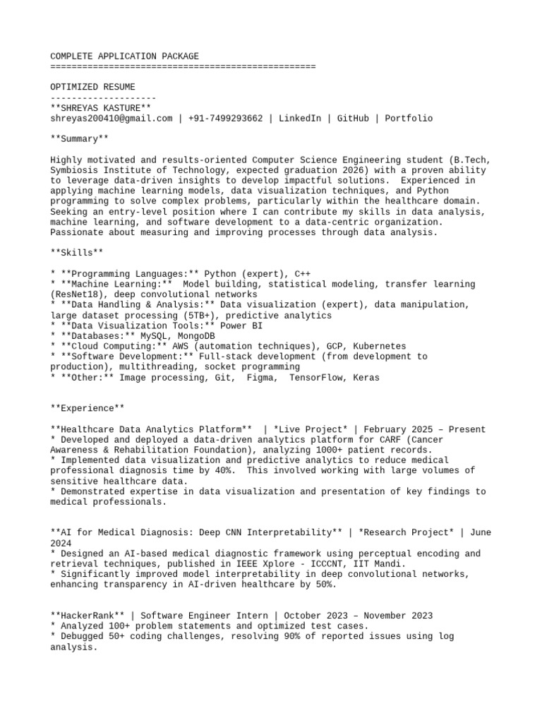 Complete Application Package | PDF | Analytics | Machine Learning