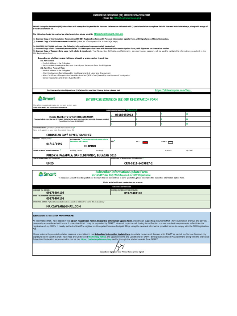 EE SIM Registration Instructions | PDF | Identity Document | Government ...