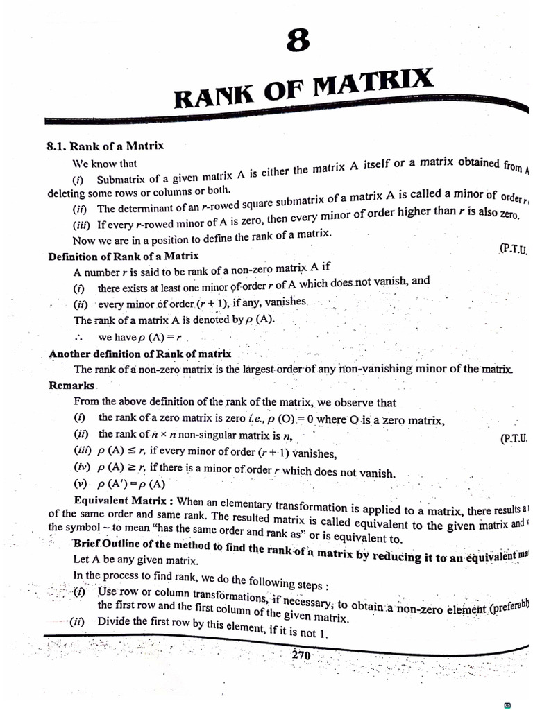 Rank of Matrix Symbol Explained | PDF