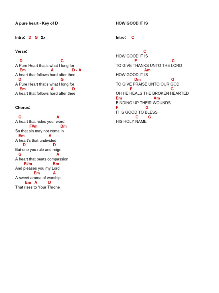 Pure Heart Worship Lyrics | PDF