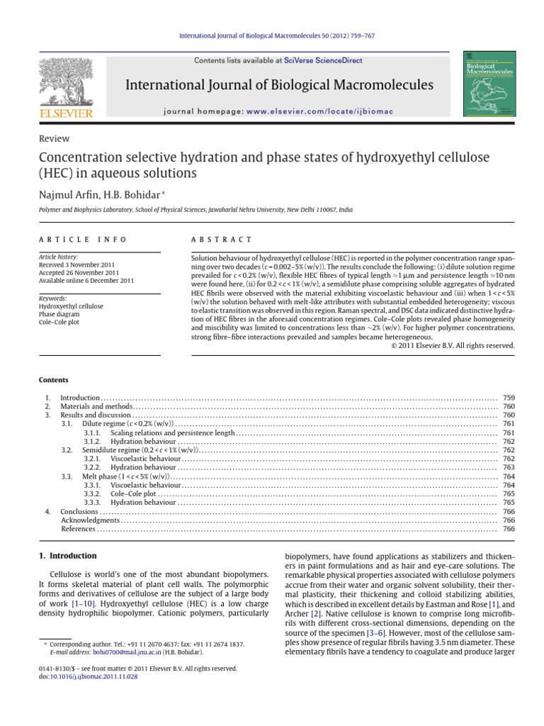 Hydroxyethyl Cellulose Phase States Study | PDF | Raman Spectroscopy ...