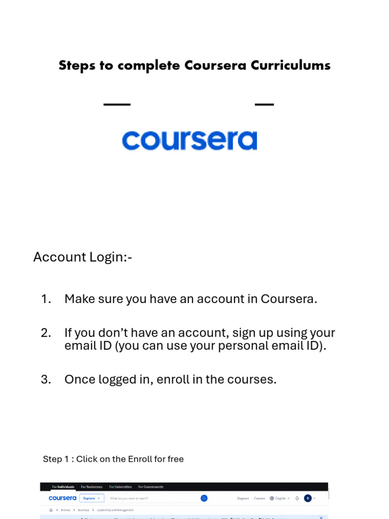 Steps To Complete Coursera Curriculums | PDF