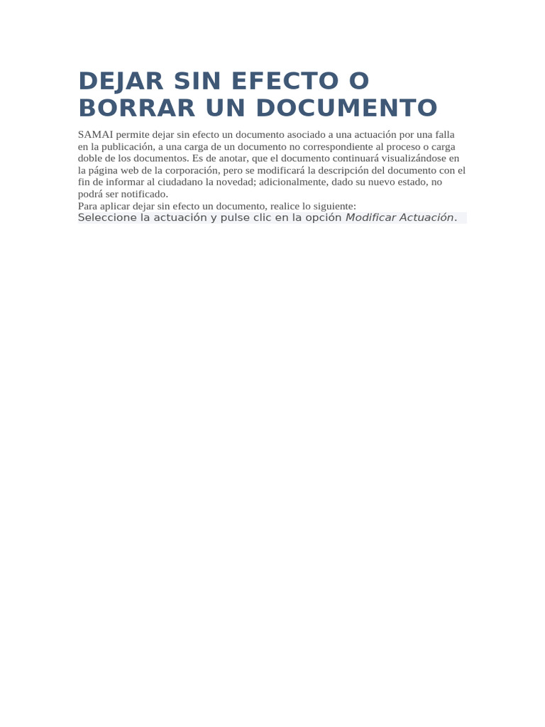 Dejar Sin Efecto o Borrar Un Documento | PDF
