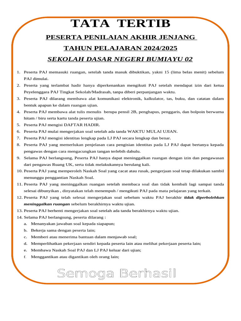 Tata Tertib PSAJ 2024 | PDF
