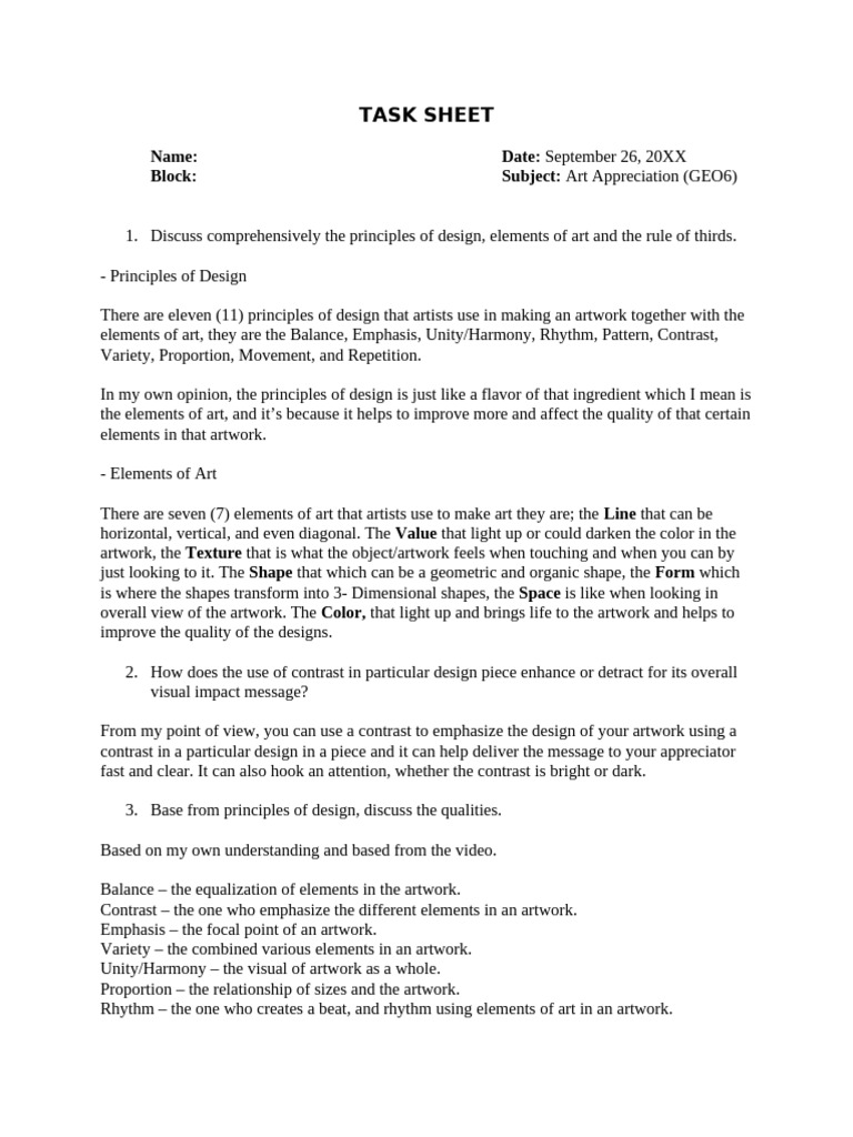 Principles of Art Design Explained | PDF | The Arts | Vision