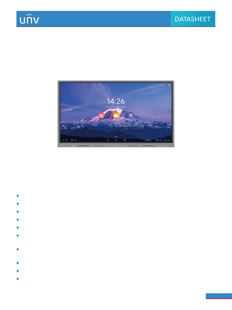 UNV MW3575-U-C 75'' Smart Interactive Display | PDF | Wi Fi | Computing