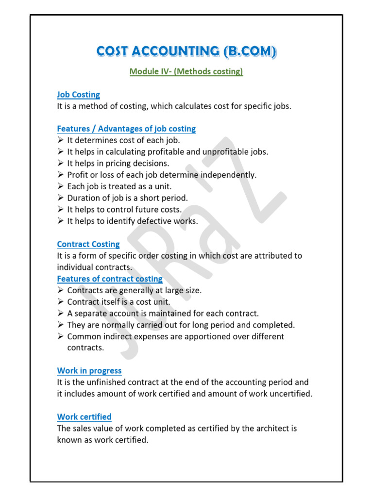 Costing Methods: Job vs. Contract | PDF | Business | Economies