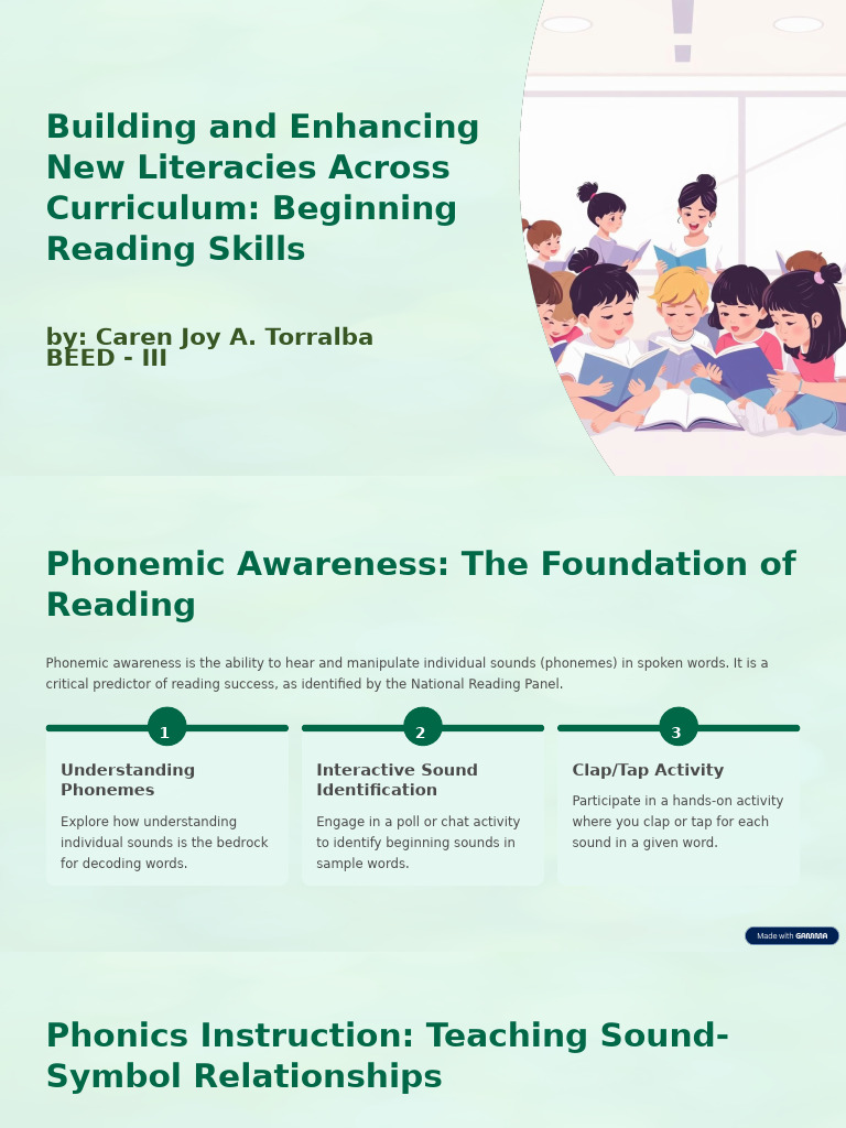 Educ 362-Beginning Reading Skills | PDF | Phonics | Reading Comprehension