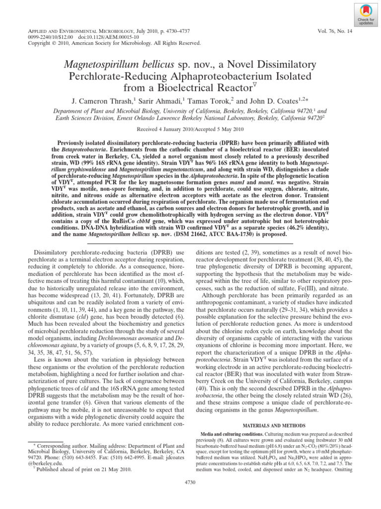 Magnetospirillum bellicus sp. nov. | PDF | Polymerase Chain Reaction ...