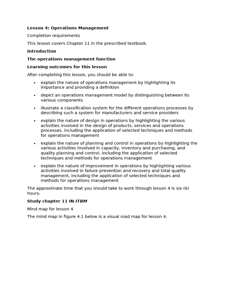 Operations Management Overview | PDF | Operations Management | Lean ...