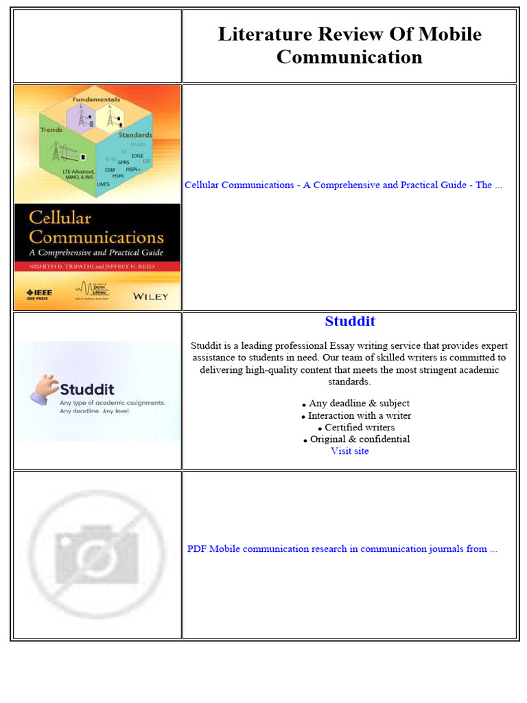 Literature Review of Mobile Communication | PDF | Cellular Network | Channel Access Method