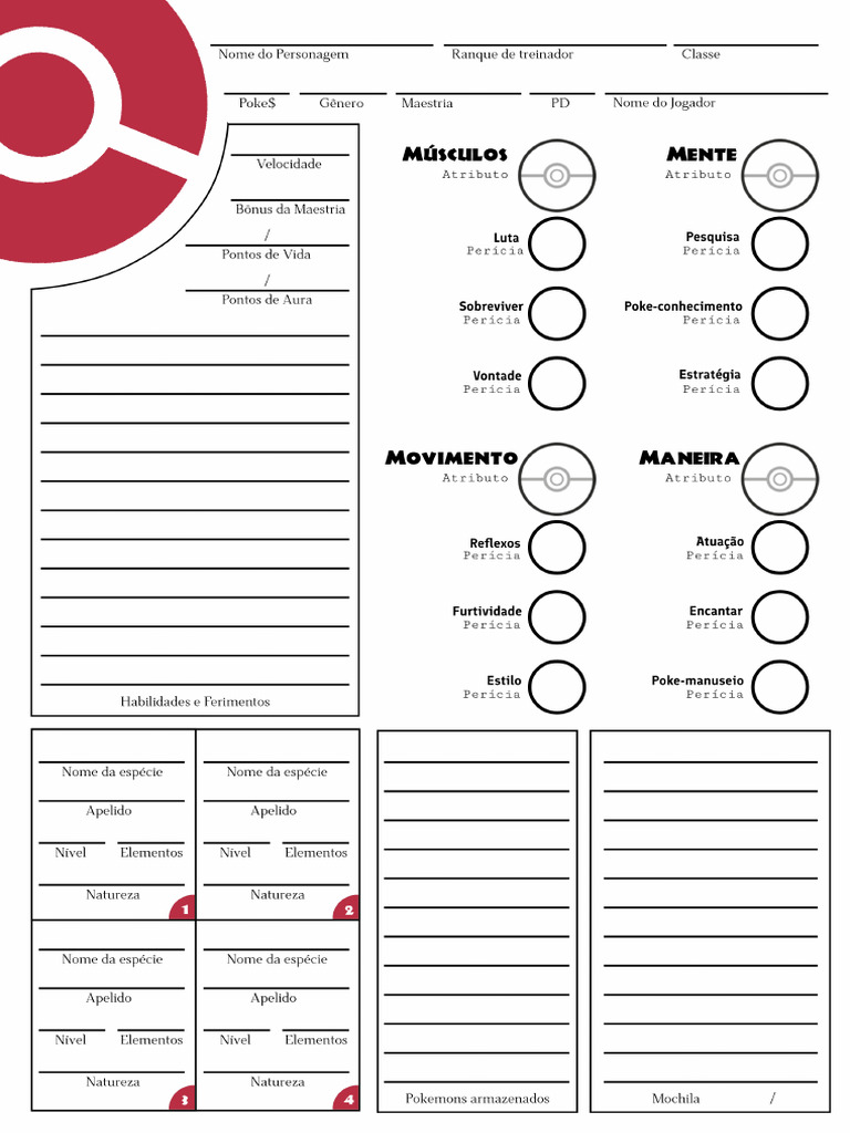 Ficha Pokemon Treinador | PDF