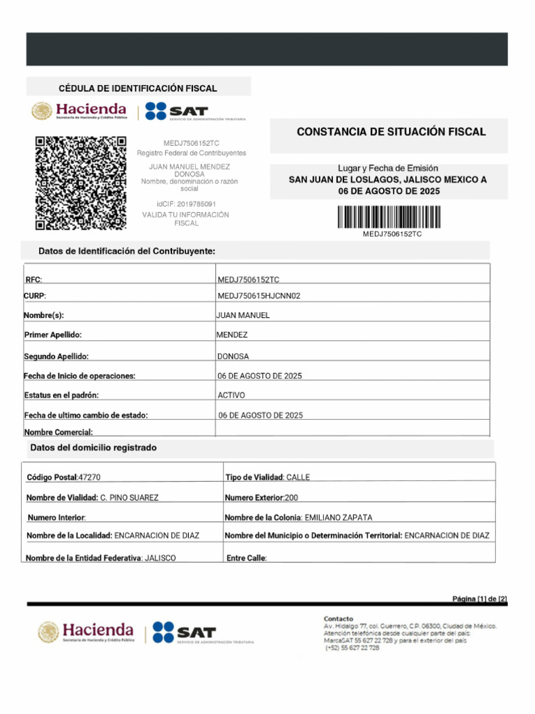 Constancia de SF de Juan Manuel Mendez Donosa | PDF