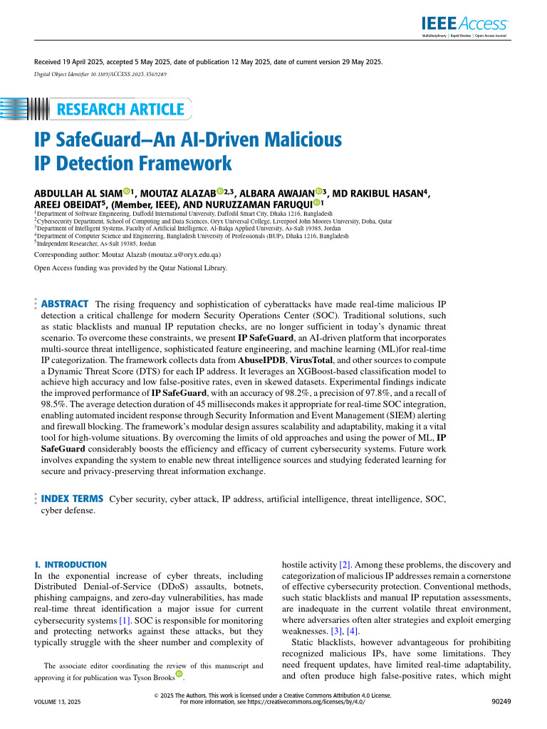 IP_SafeGuardAn_AI-Driven_Malicious_IP_Detection_Framework | PDF ...