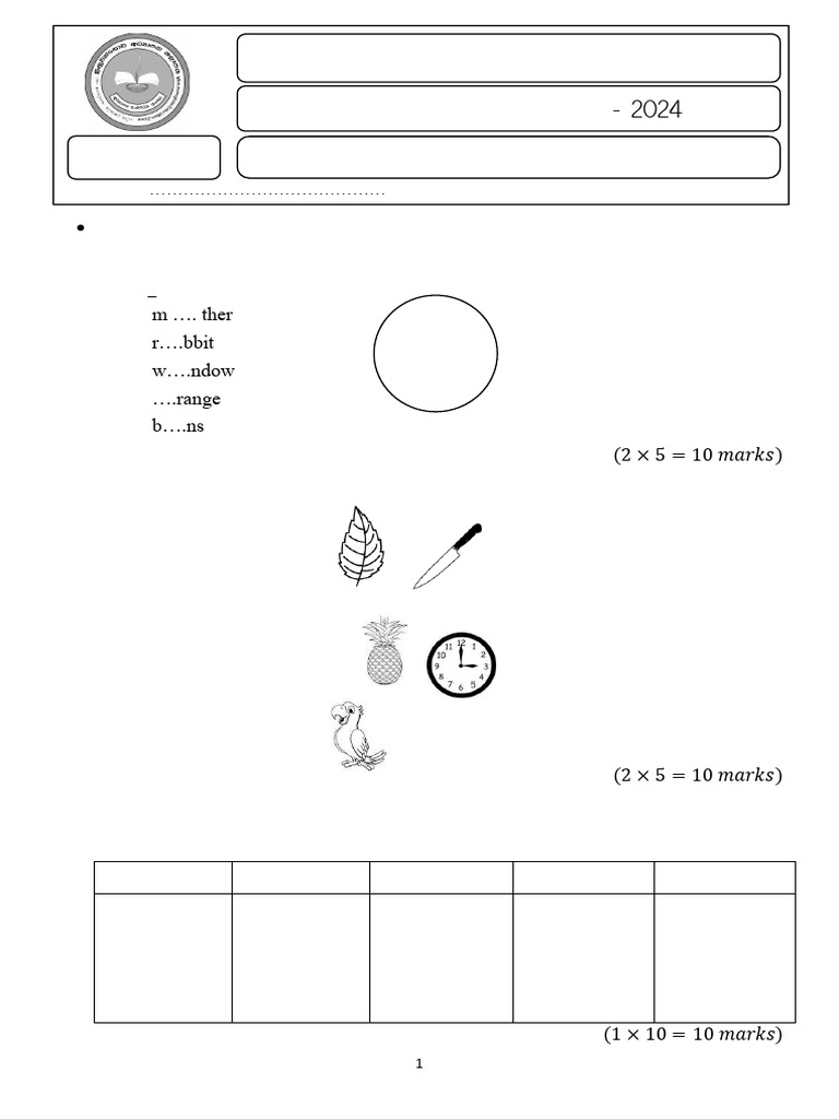 English - Grade 3 - Second Term Test 2024 - Minuwangoda | PDF