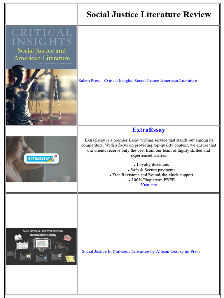 Social Justice Literature Review | PDF | Social Justice | Essays