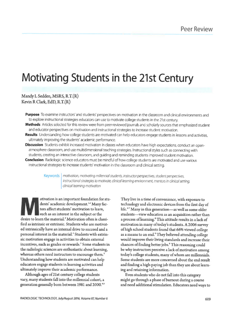 Motivating Students in The 21 Stcentury | PDF