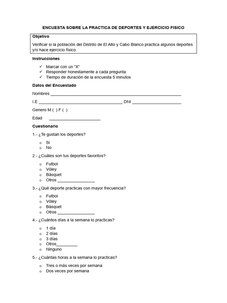 Encuesta Deportiva - 090725 | PDF | Deportes | Metodología de encuesta