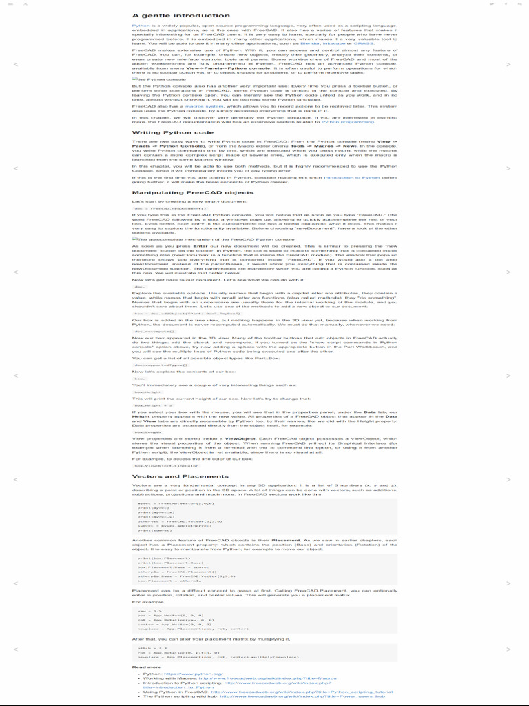 A gentle introduction · A FreeCAD manual (1) | PDF | Command Line Interface | Computing
