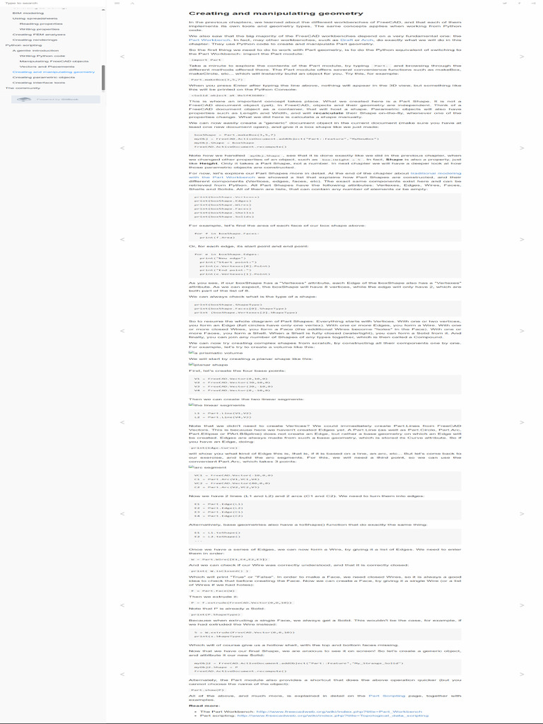Creating and Manipulating Geometry A FreeCAD Manual | PDF | Vertex ...