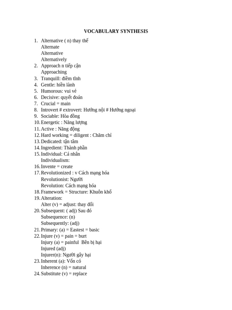 T NG H P T V NG - Vocabulary Synthesis | PDF