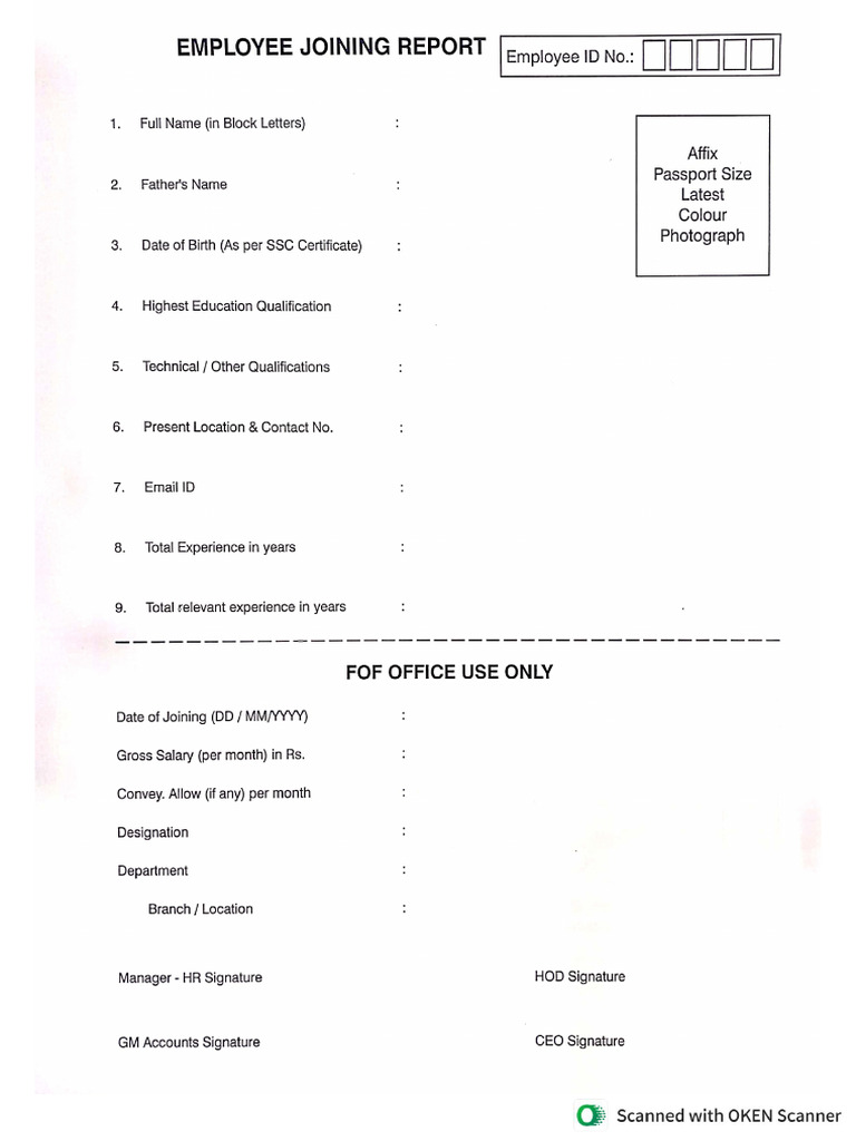 Employee Joining Details Form 1,2,3 | PDF