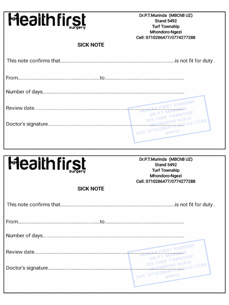 Sick Note | PDF