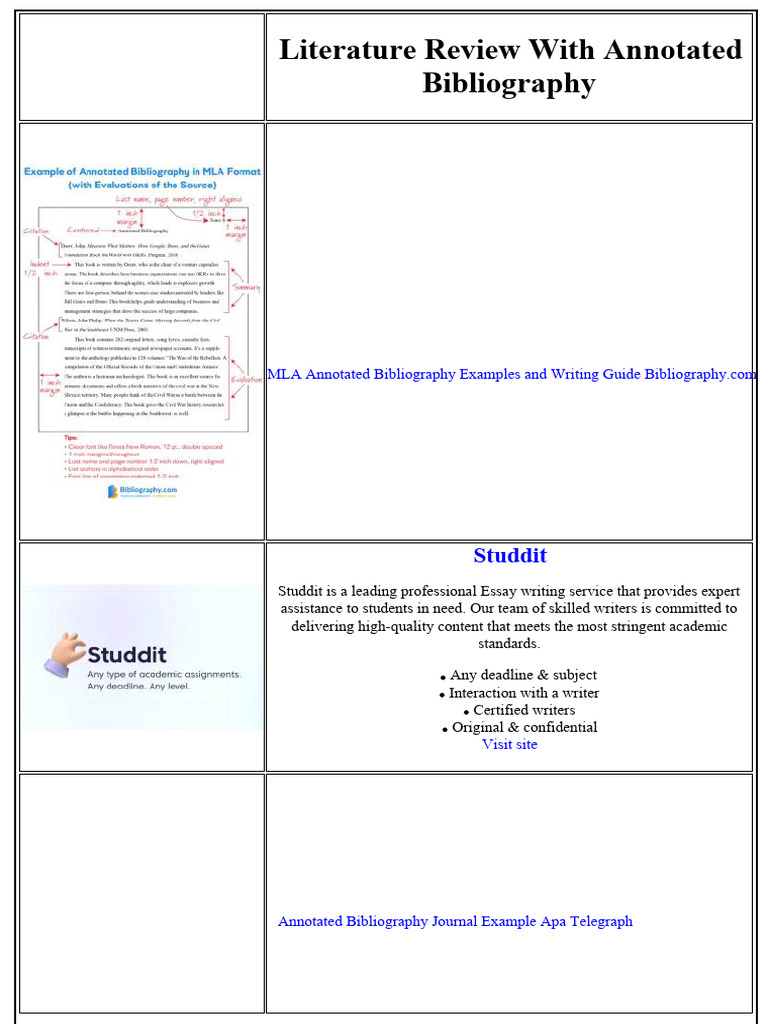 Literature Review With Annotated Bibliography | PDF | Citation | Essays