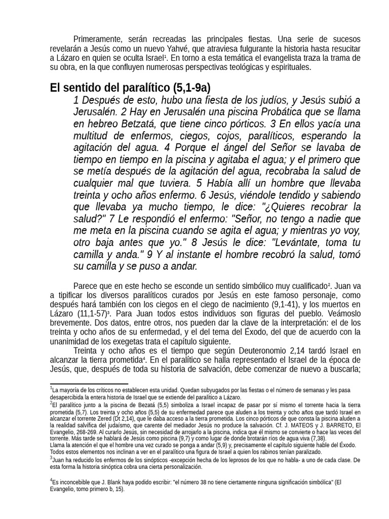 Simbolismo del paralítico en Juan 5 | PDF | Jesús | Juan el apóstol