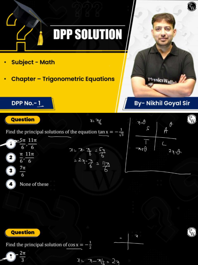 Trigonometric Equations DPP 01 Solution Notes | PDF