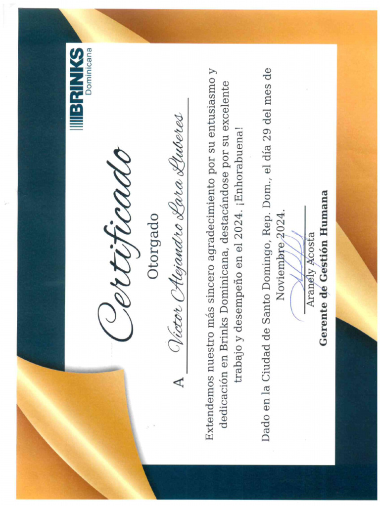 Certi. Brinks-2024 Victor - Lara | PDF