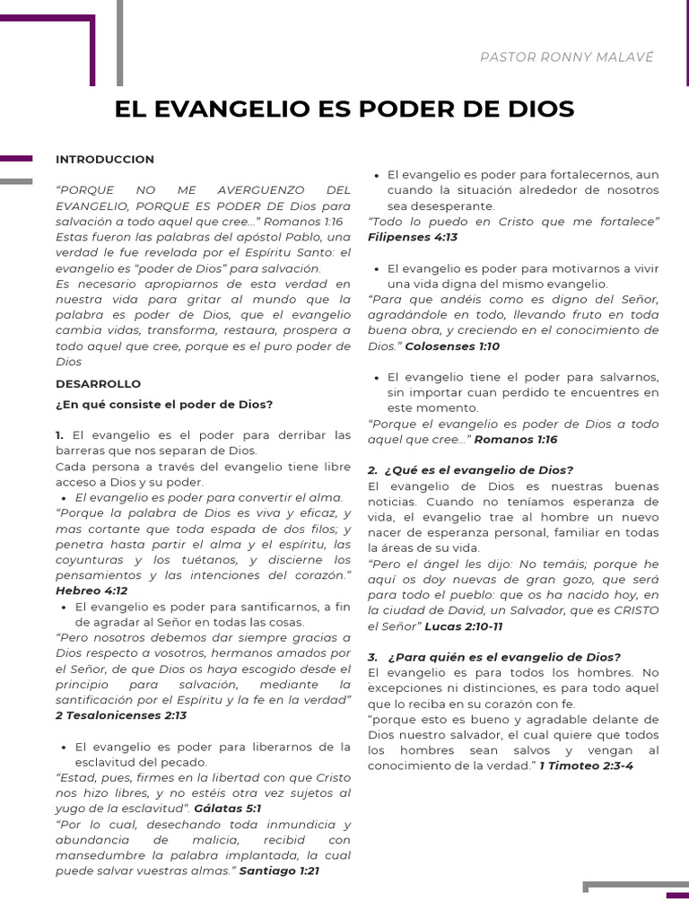 El Evangelio Es Poder de Dios | PDF | Cristo (título) | Salvación