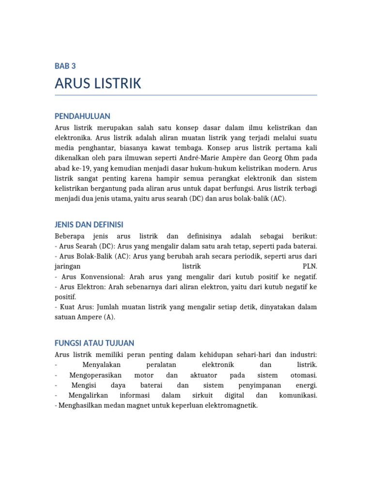 Fungsi dan Jenis Arus Listrik | PDF