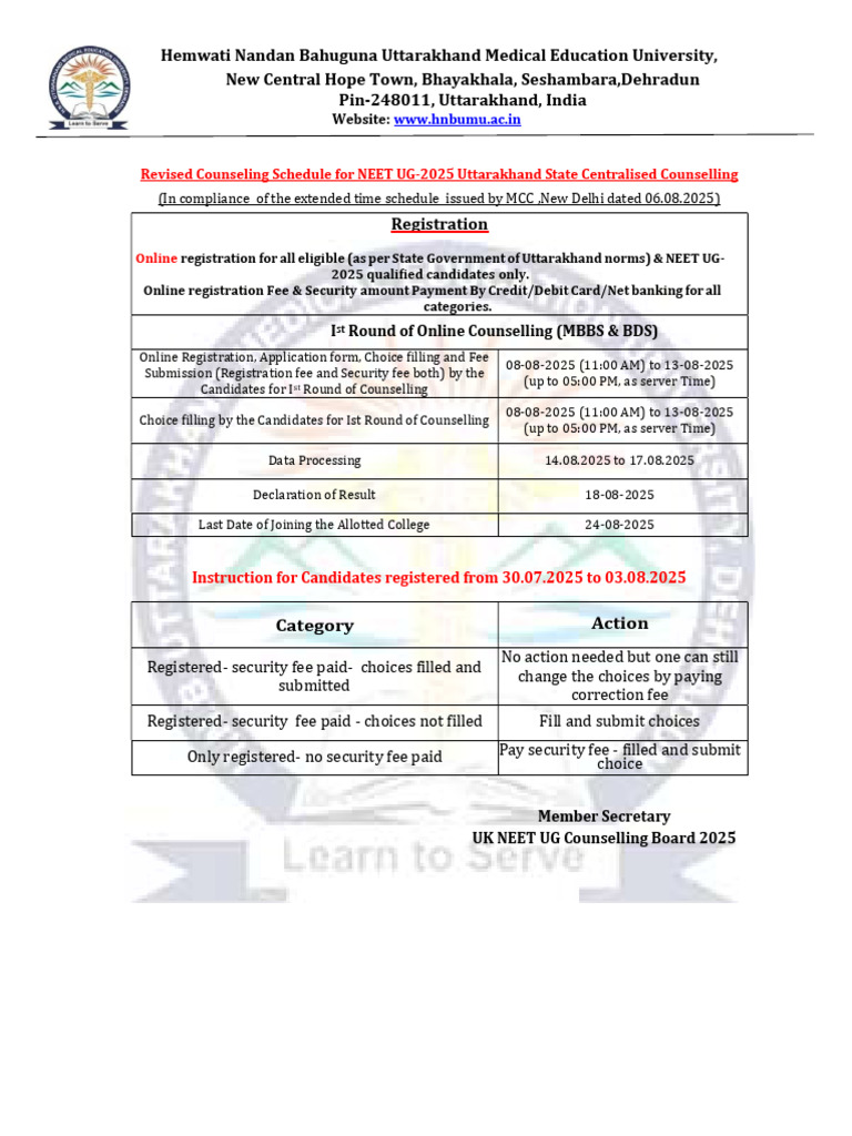 UTTARAKHAND R1 REVISED SCHEDULE | PDF | Payments