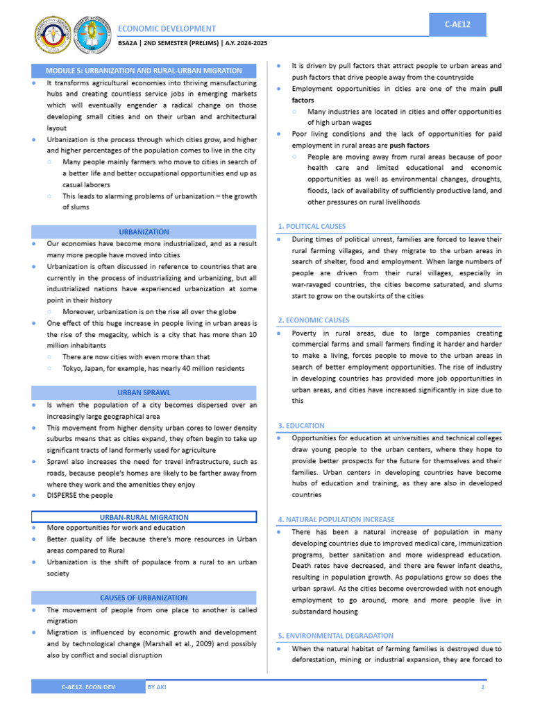 Urbanization: Causes and Migration Factors | PDF | Cost Of Living ...