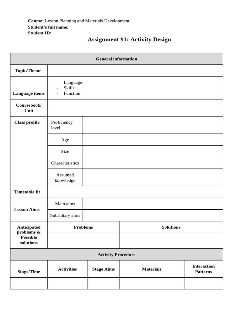 LPMD Activity Design Template | PDF