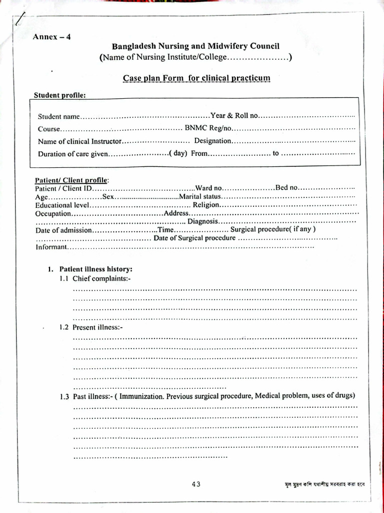 Case Plan Form For Clinical Practicum - BNMC | PDF