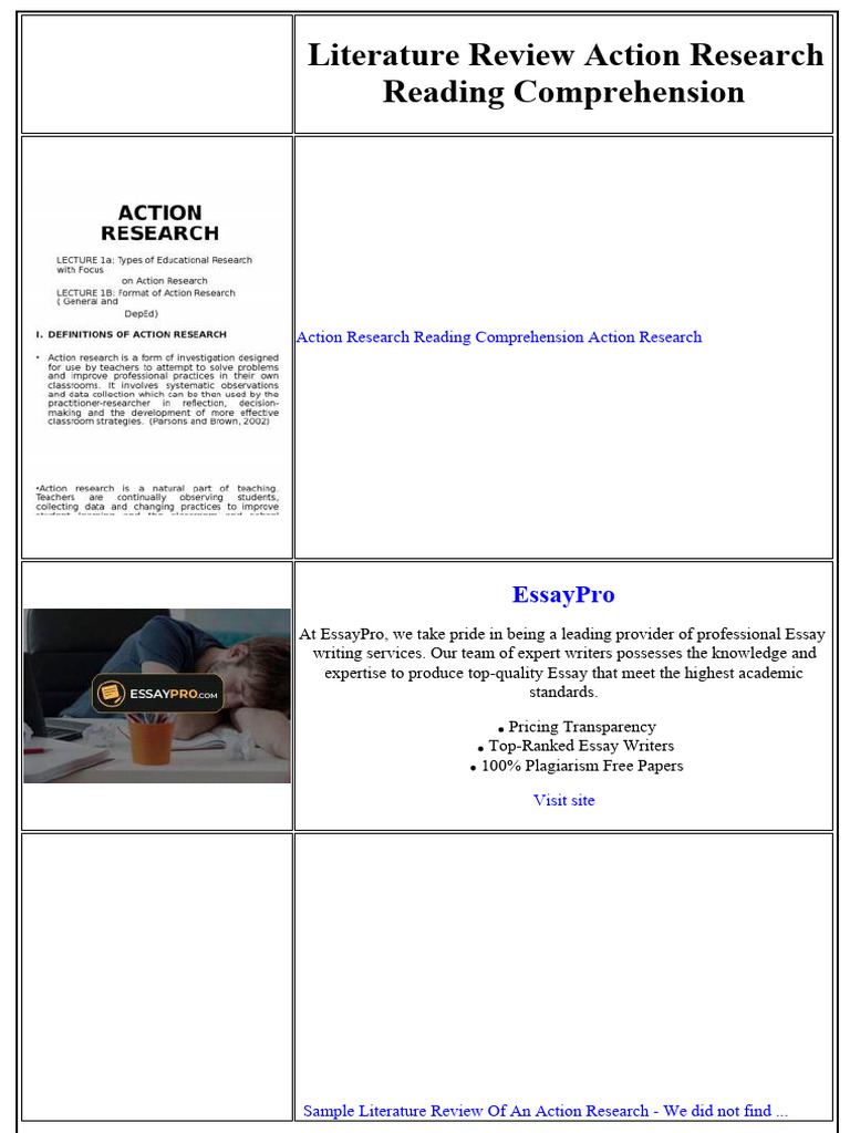 Literature Review Action Research Reading Comprehension | PDF | Reading ...