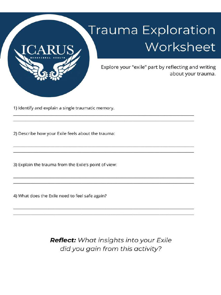 Exploring Trauma IFS Therapy Worksheet | PDF