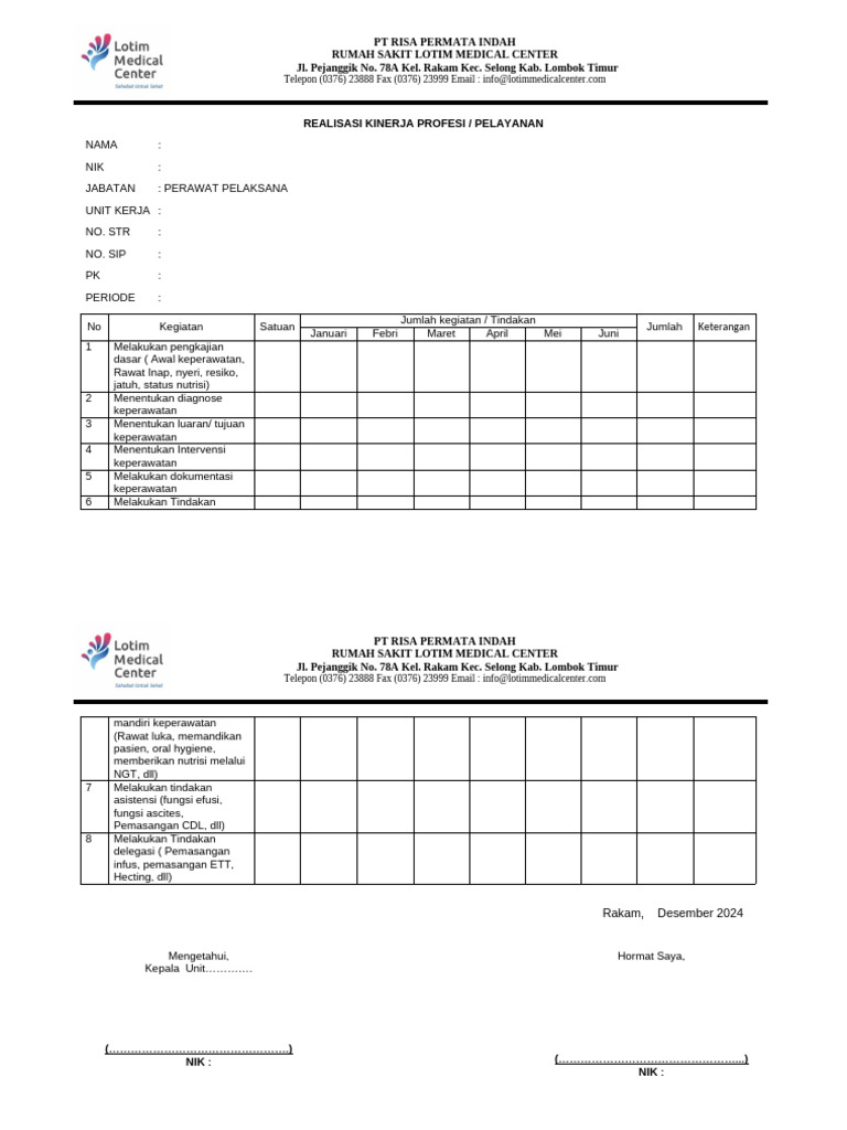 FORM Ranah Pelayanan Perawat | PDF