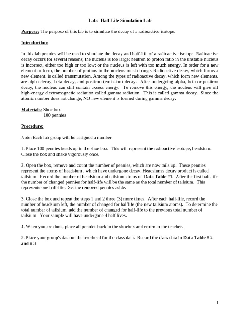Nuclear Decay Penny Lab | PDF | Radioactive Decay | Atomic Nucleus