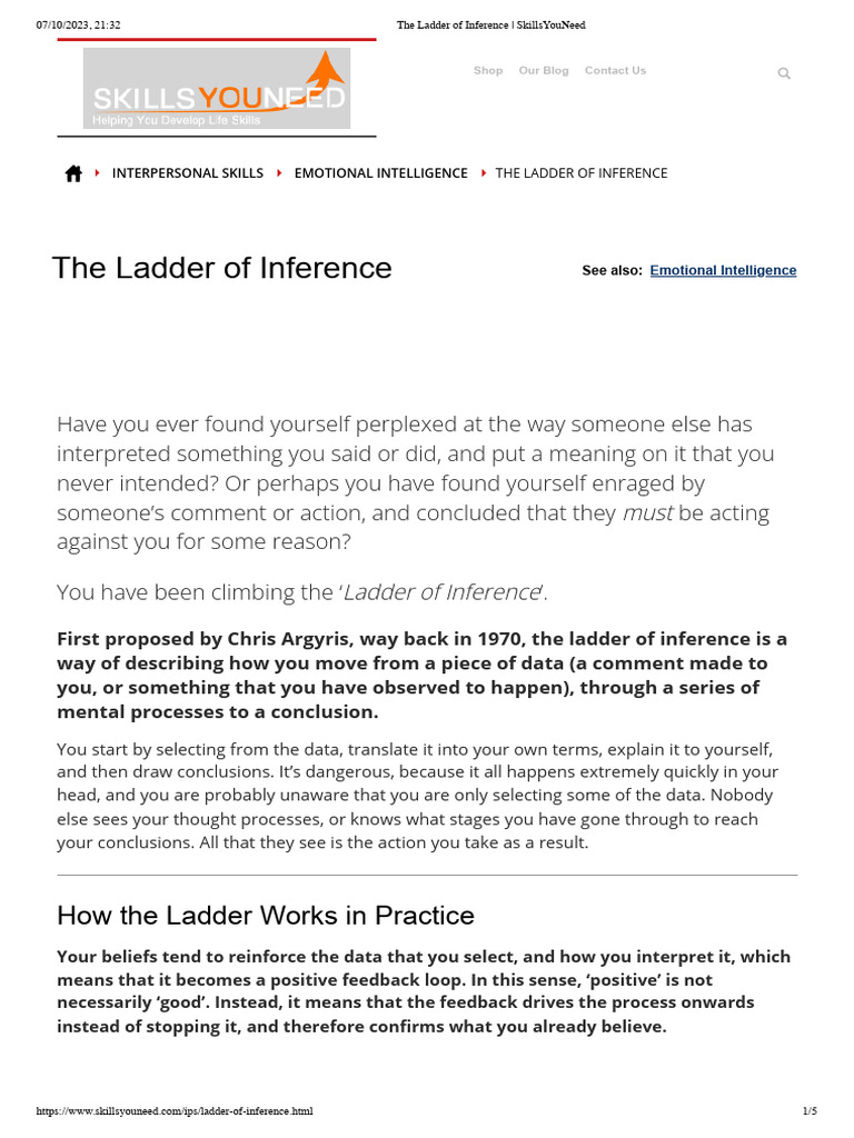 Understanding the Ladder of Inference | PDF | Thought | Reason