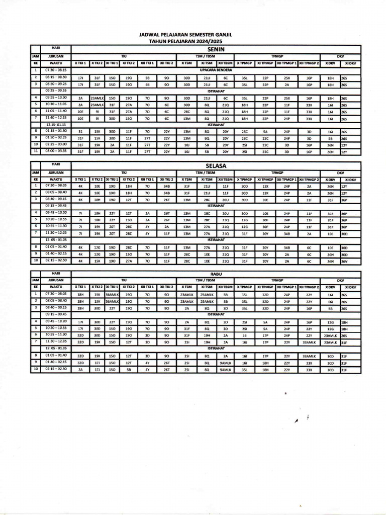 Jadwal KBM 20252026 - 073336 | PDF