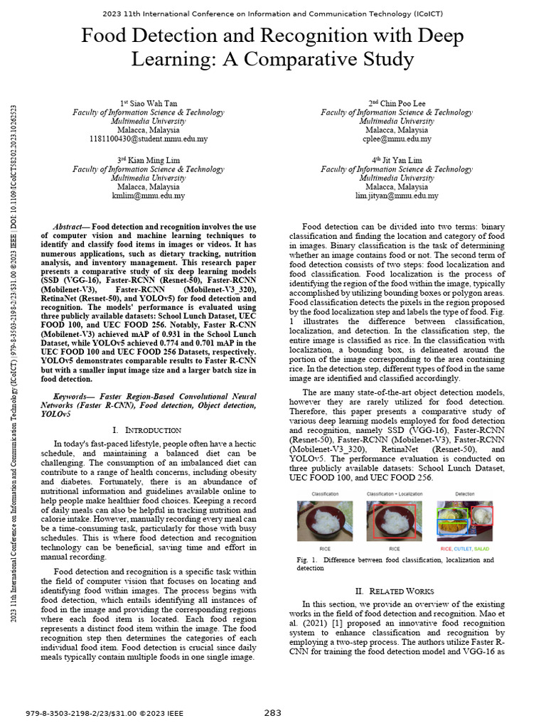 Food Detection and Recognition With Deep Learning A Comparative Study ...