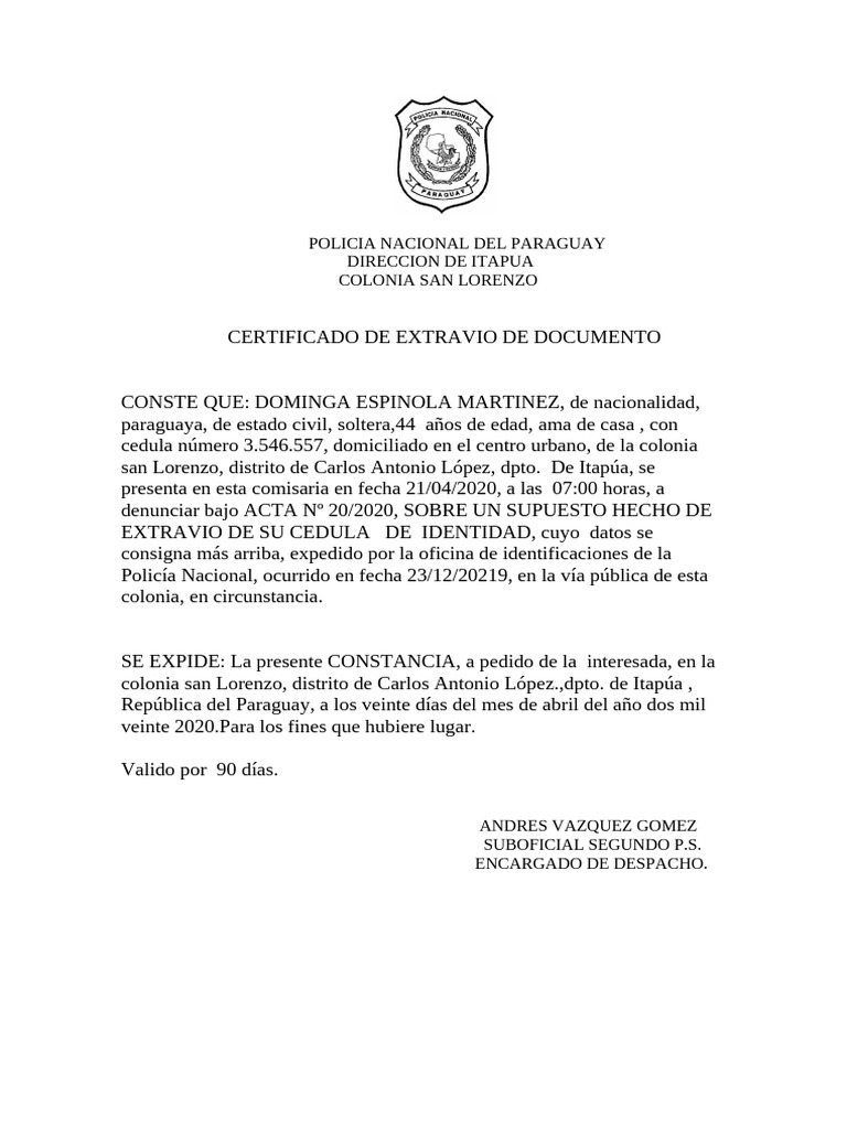 Extravio de Documentos | PDF