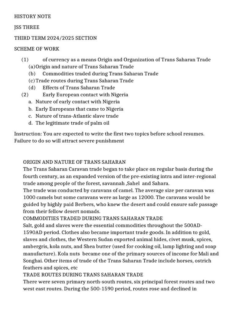Effects of Trans-Saharan Trade | PDF | Atlantic Slave Trade | Slavery