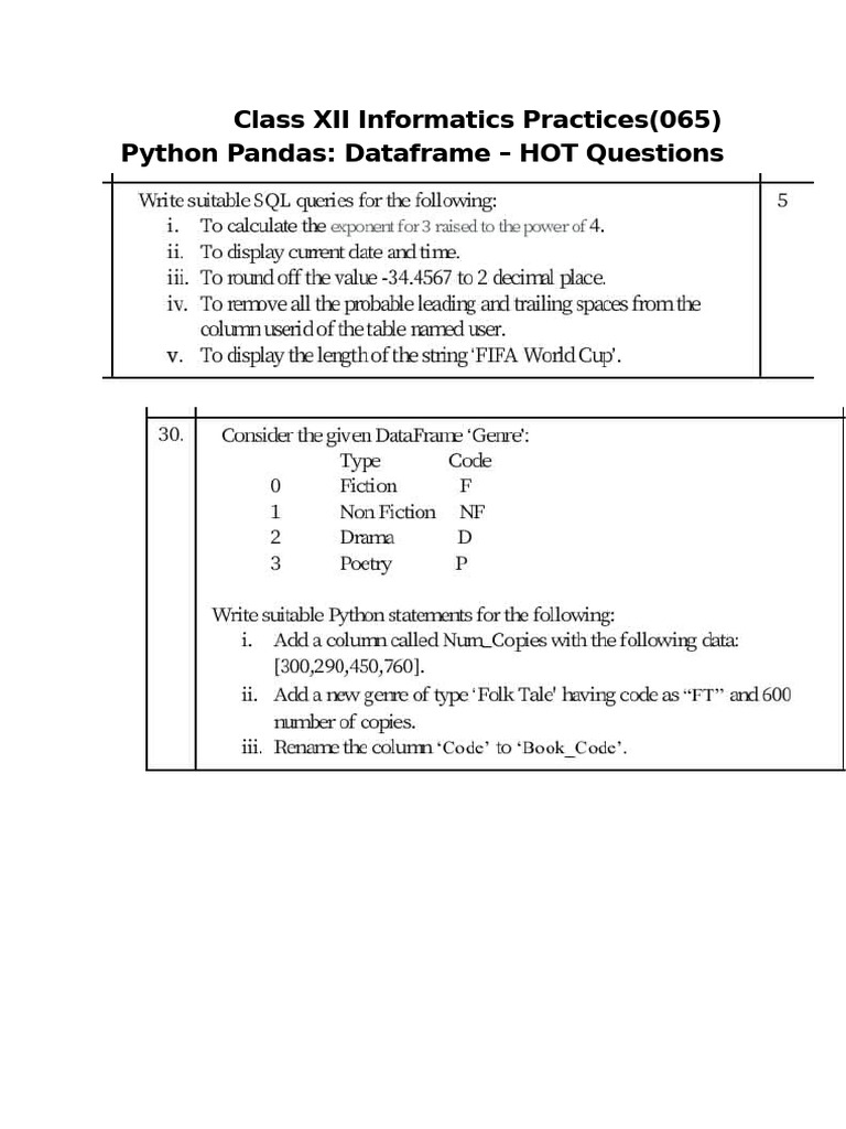 Dataframe Workseet | PDF