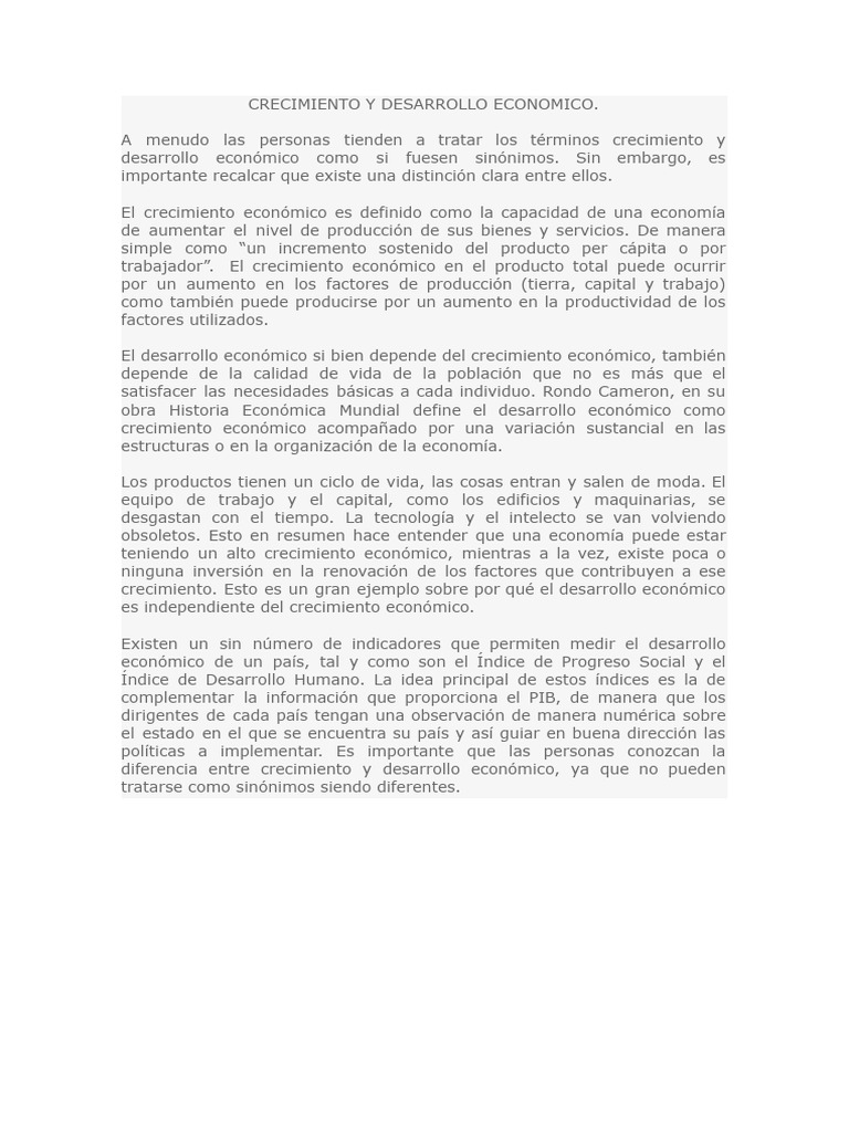 Crecimiento y Desarrollo Economico | PDF