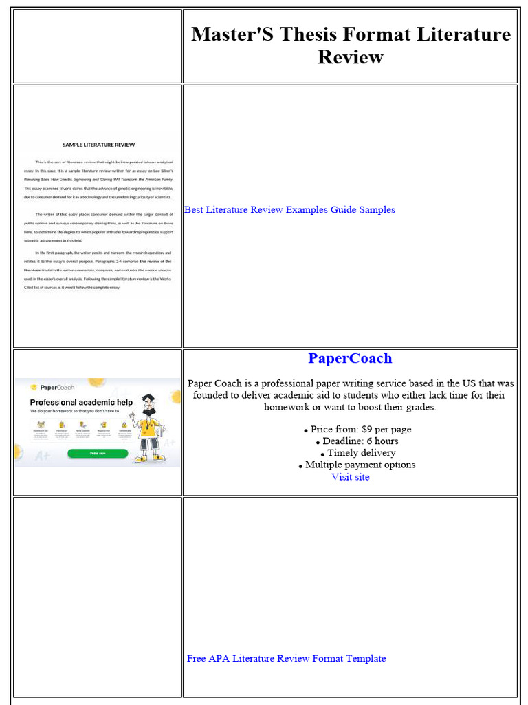 Master's Thesis Format Literature Review | PDF | Thesis | Essays