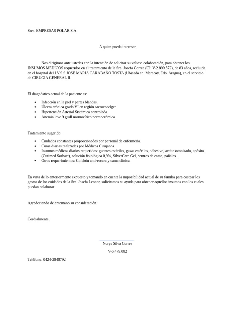 Carta A Polar - Josefa Leonor | PDF